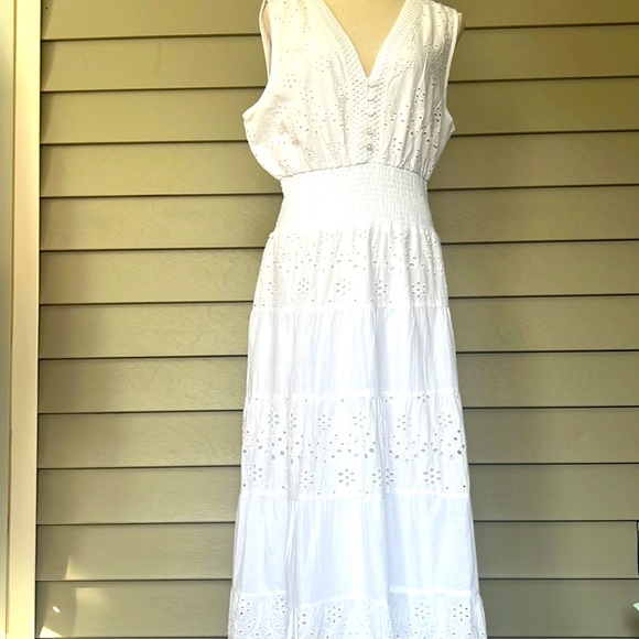 Dresses | Boho Eyelet White Maxi Dress | Poshmark